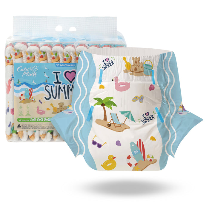 CutiePlusU I Love Summer Printed Adult Diapers – My Inner Baby